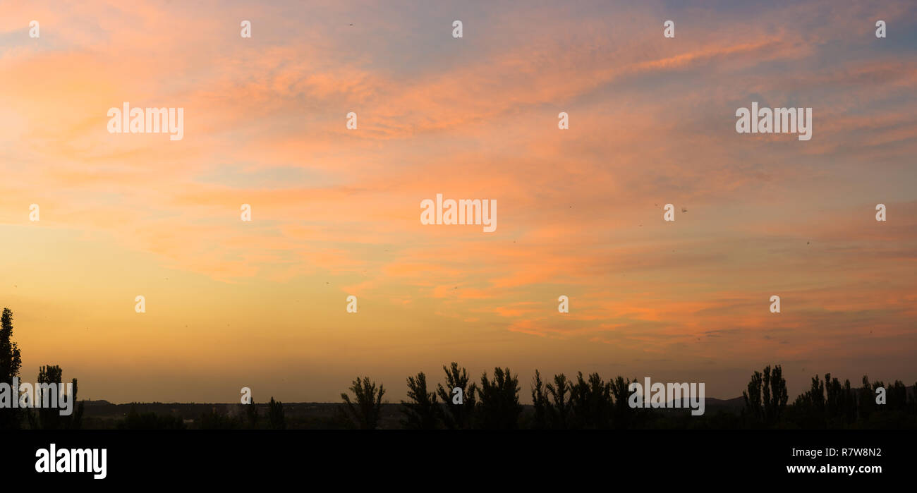 Landscape with dramatic light - beautiful golden sunset with saturated ...