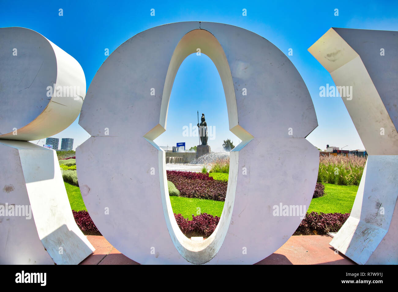 Landmark Minerva monument in Guadalajara historic center Stock Photo ...