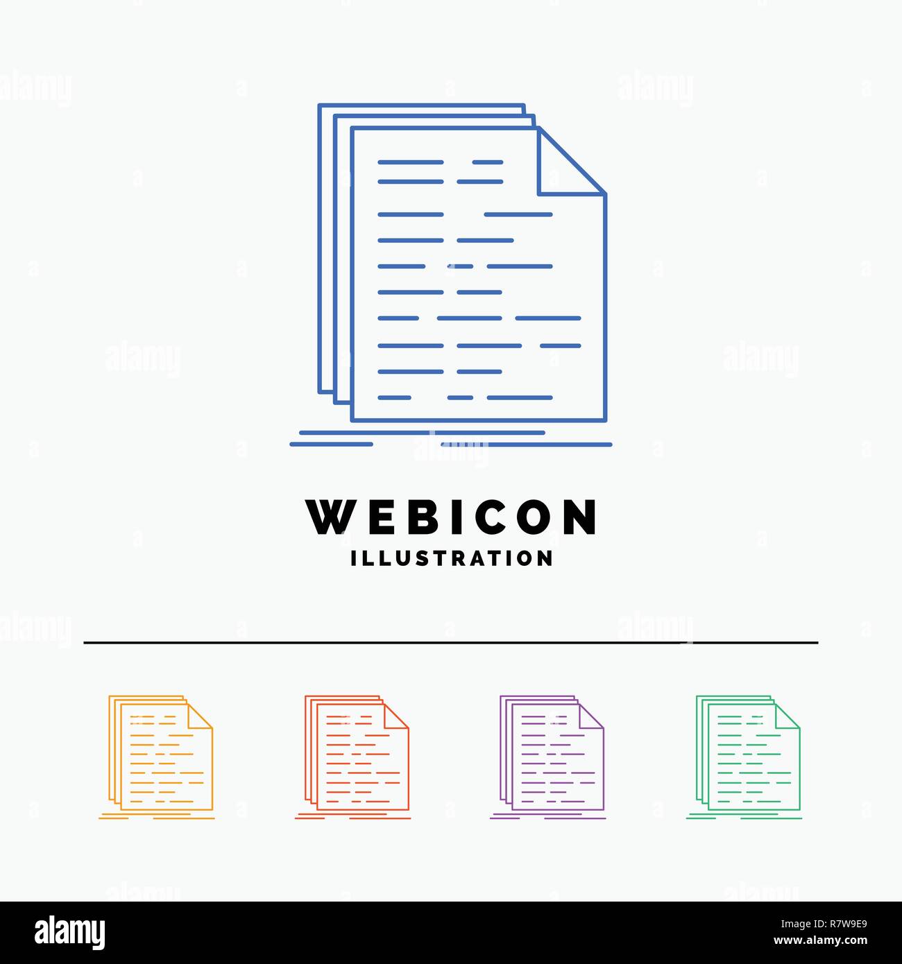 Code Coding Doc Programming Script 5 Color Line Web Icon Template Isolated On White Vector