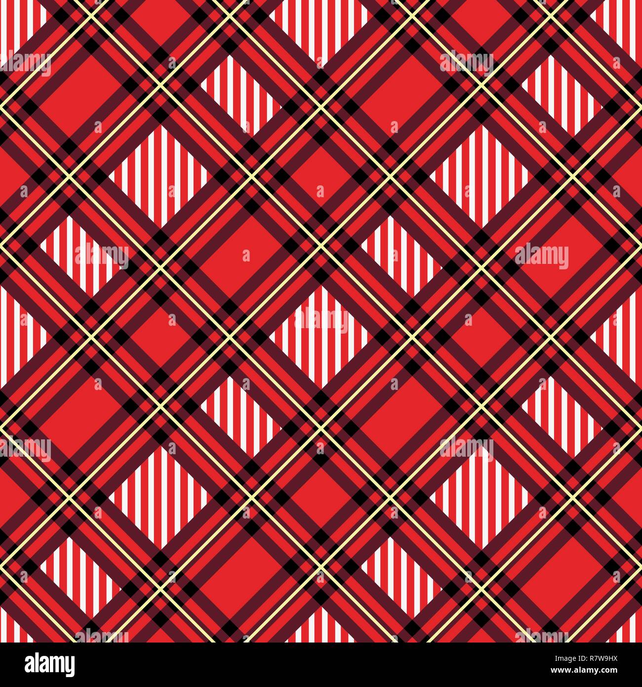Menzies tartan red kilt diagonal fabric texture seamless pattern.Vector ...