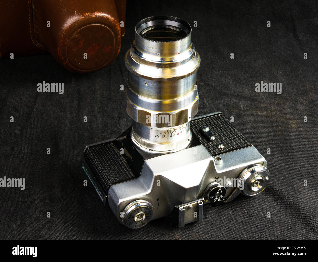 old vintage Soviet camera with leather case Stock Photo - Alamy