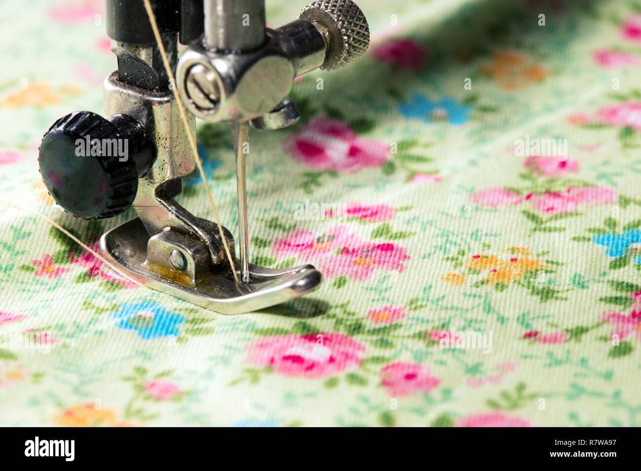 sewing machine - sewing process in the phase of sewing Stock Photo - Alamy