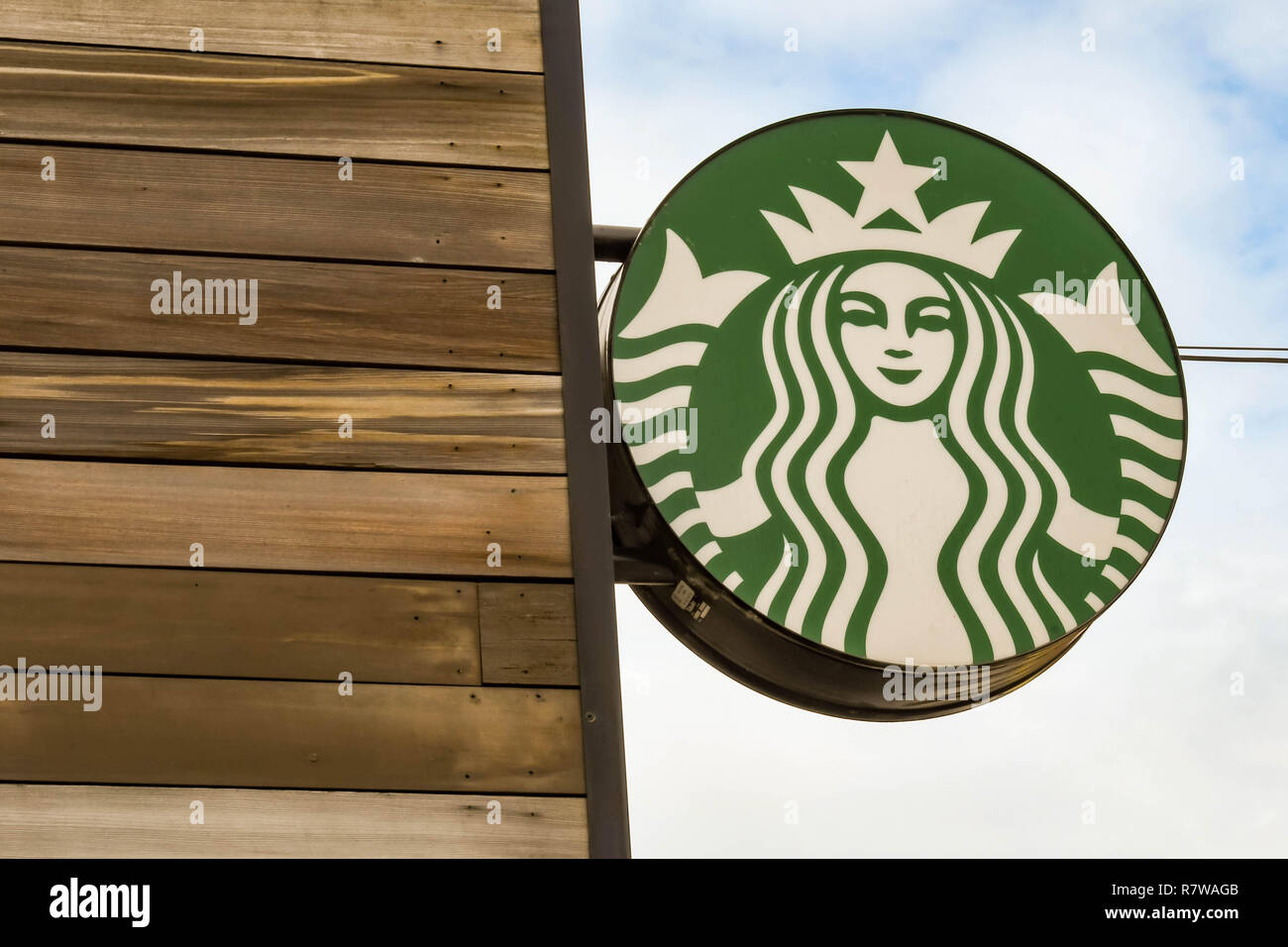 SEATTLE, WA, USA - JUNE 2018: Close up view of the sign outside the ...