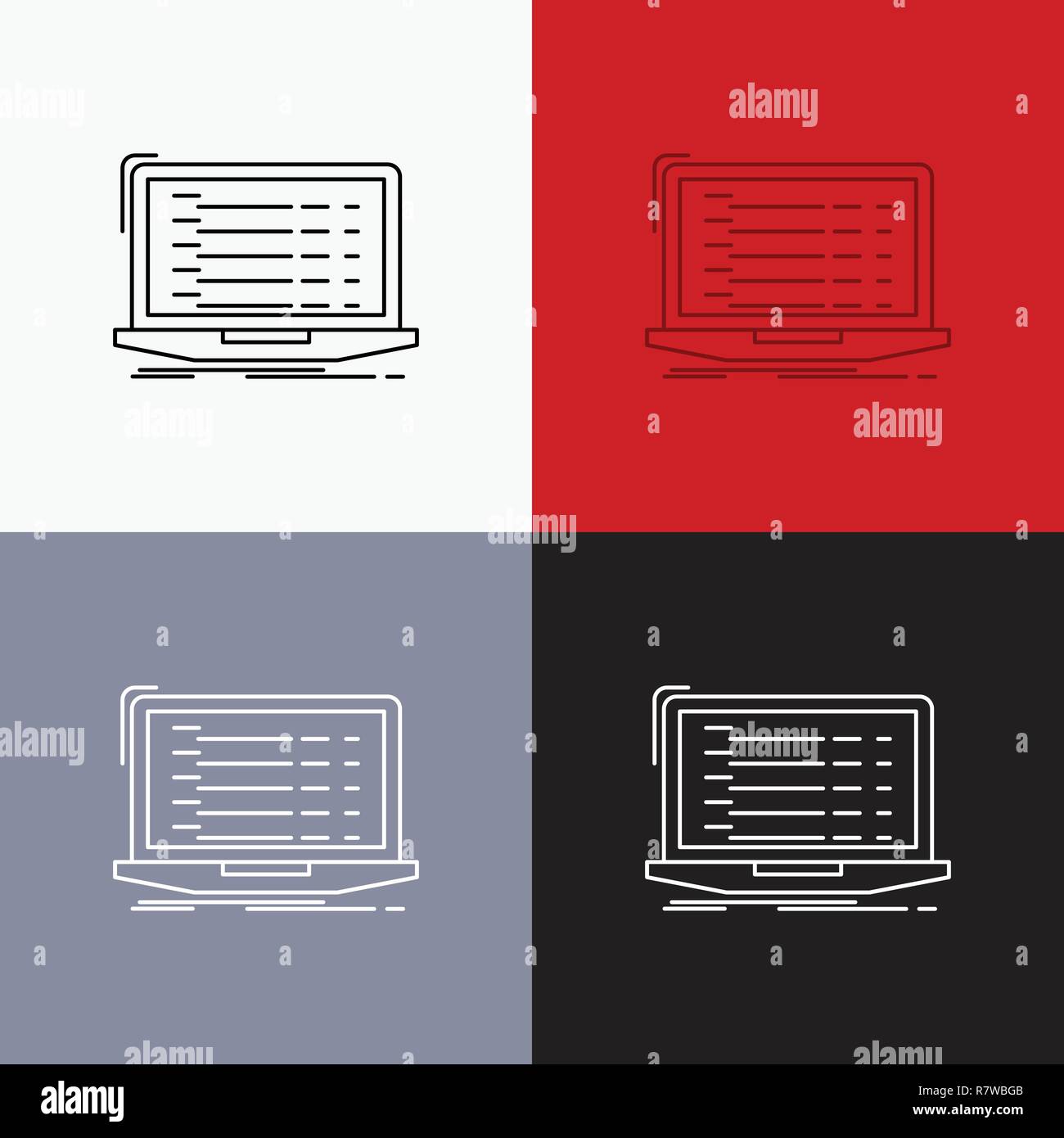 Api App Coding Developer Laptop Icon Over Various Background Line Style Design Designed