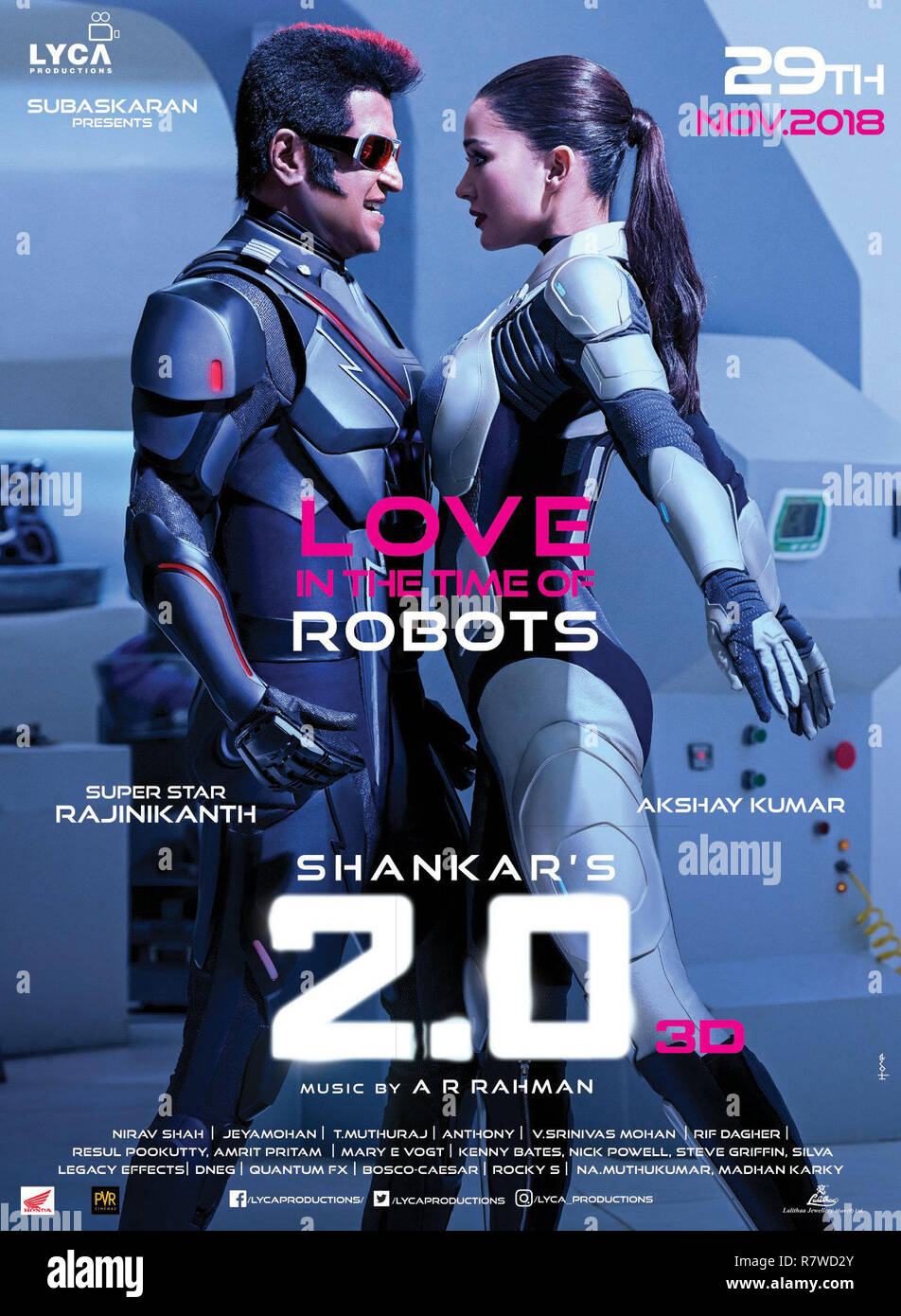2.0, Indian poster, from left: Rajinikanth, Amy Jackson2018. © Lyca ...
