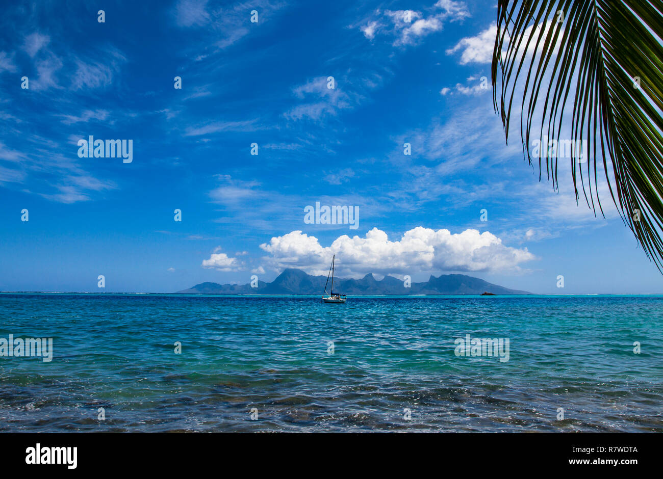 Moorea from Tahiti island Tahiti island, French Polynesia Stock Photo ...