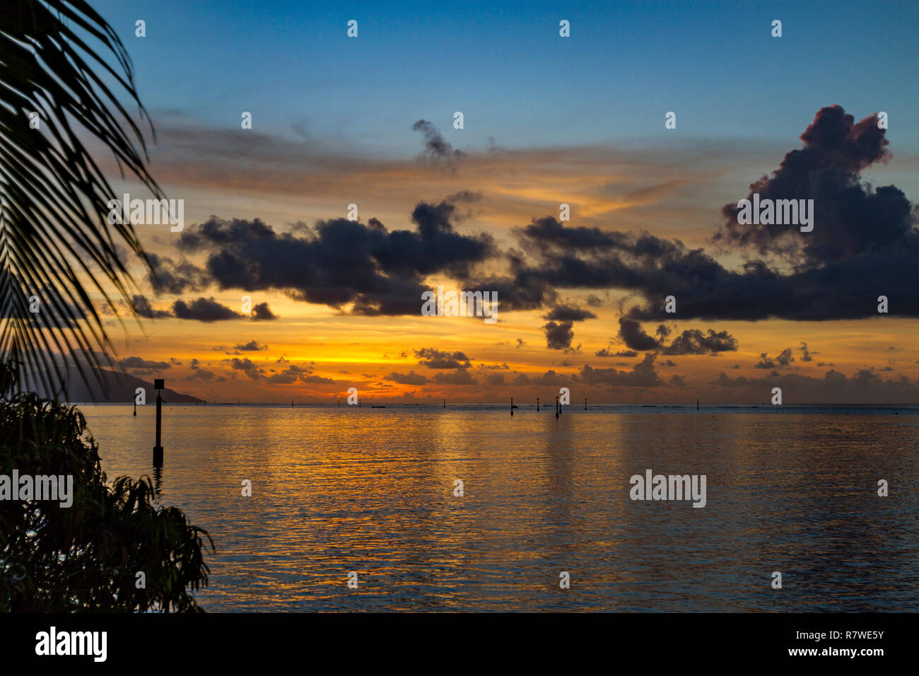 Sunset of Tahiti island, French Polynesia Stock Photo - Alamy