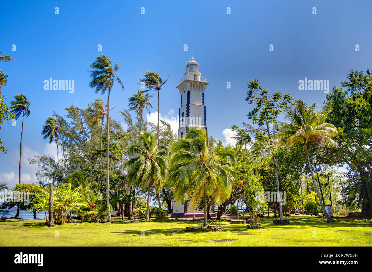 Lighthouse of Venus point, Tahiti island, French Polynesia Stock Photo ...