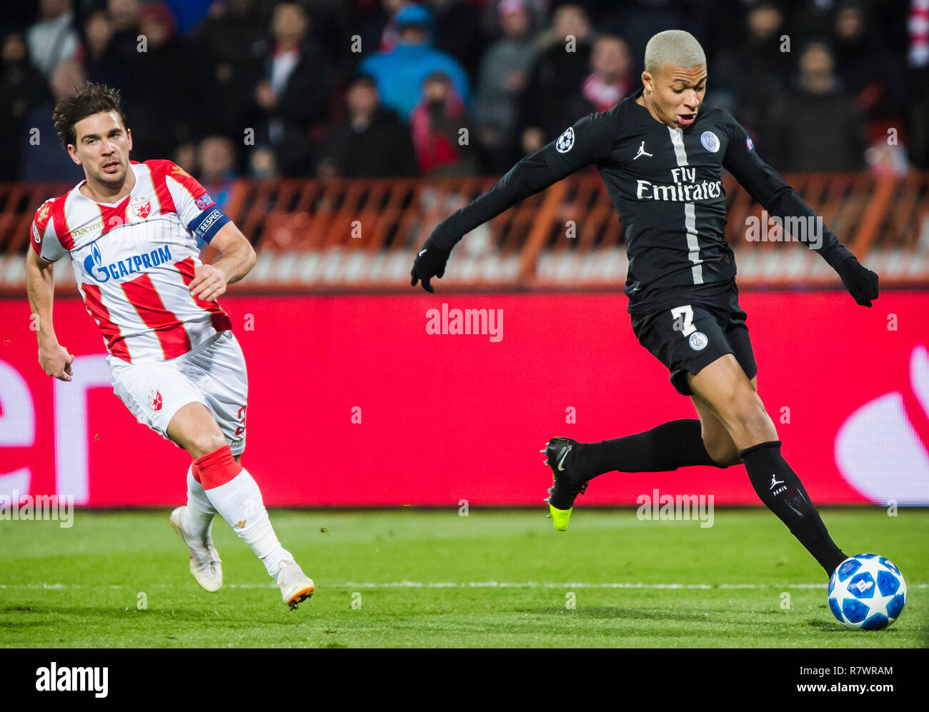 Rajko Mitic Stadium, Belgrade, Serbia. 11th Dec, 2018. Kylian Mbappe of ...