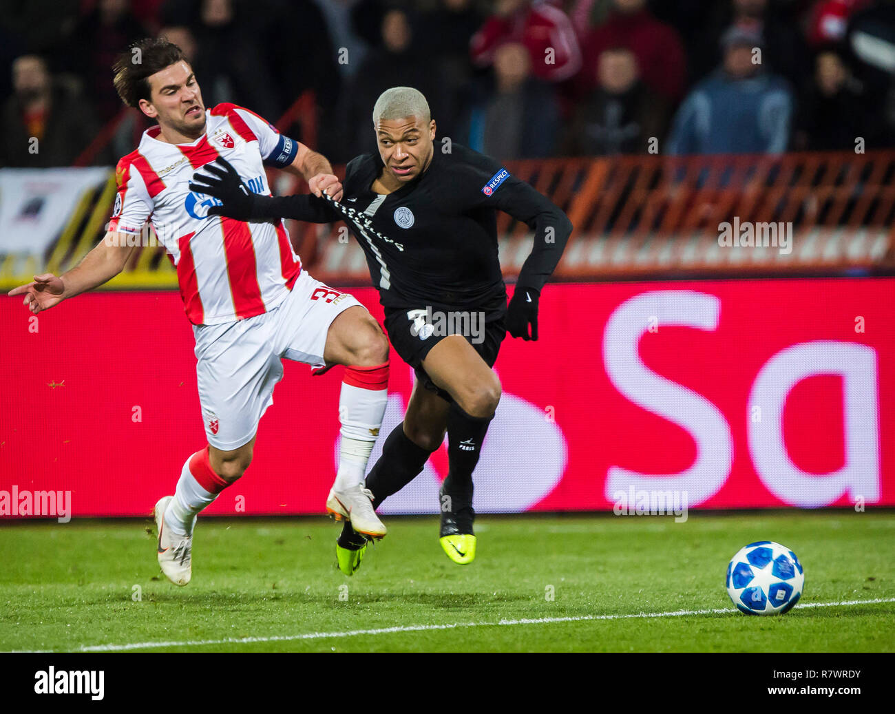 Rajko Mitic Stadium, Belgrade, Serbia. 11th Dec, 2018. Kylian Mbappe of ...