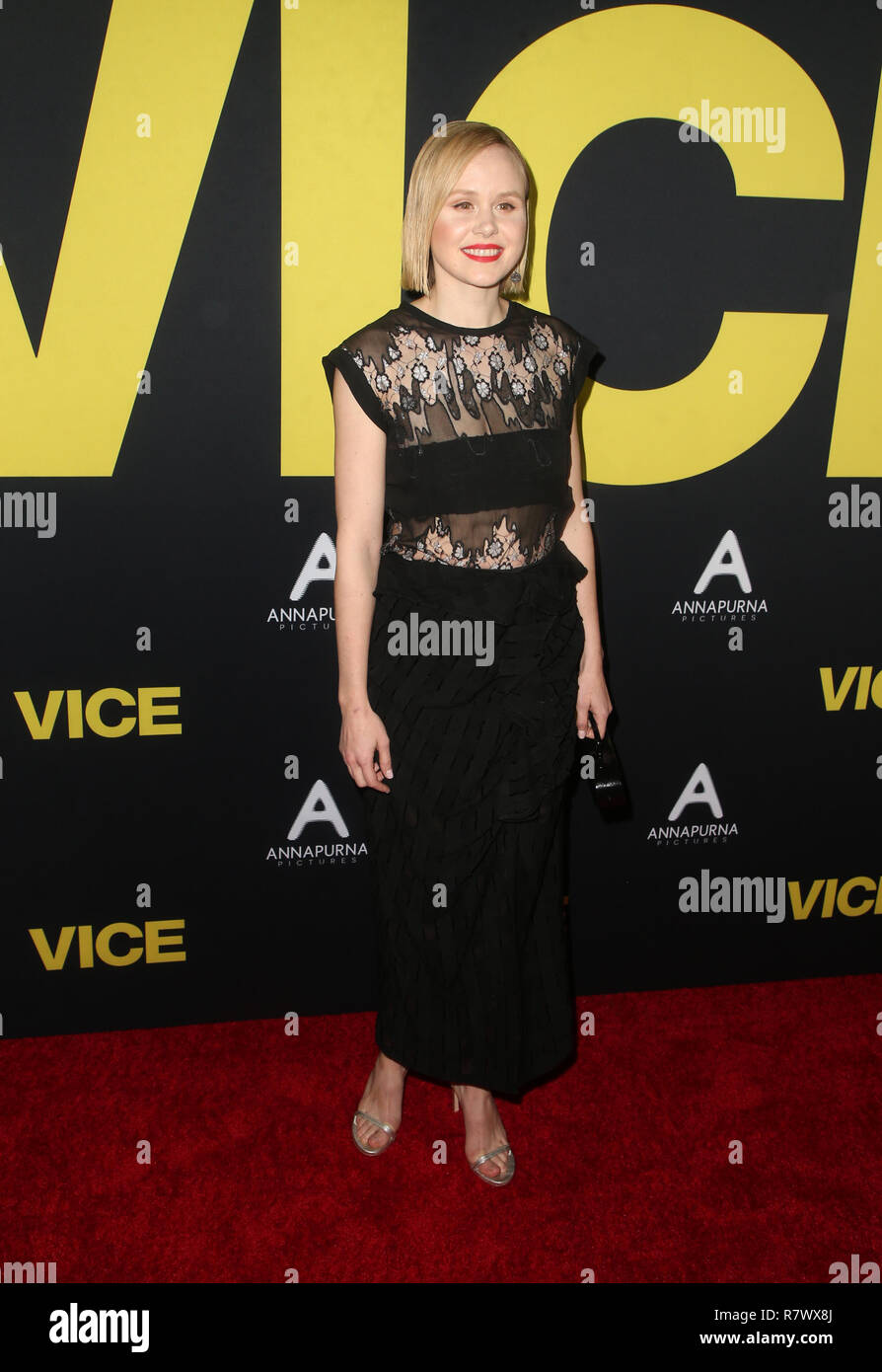 BEVERLY HILLS, CA - December 11: Alison Pill, at the Vice World ...