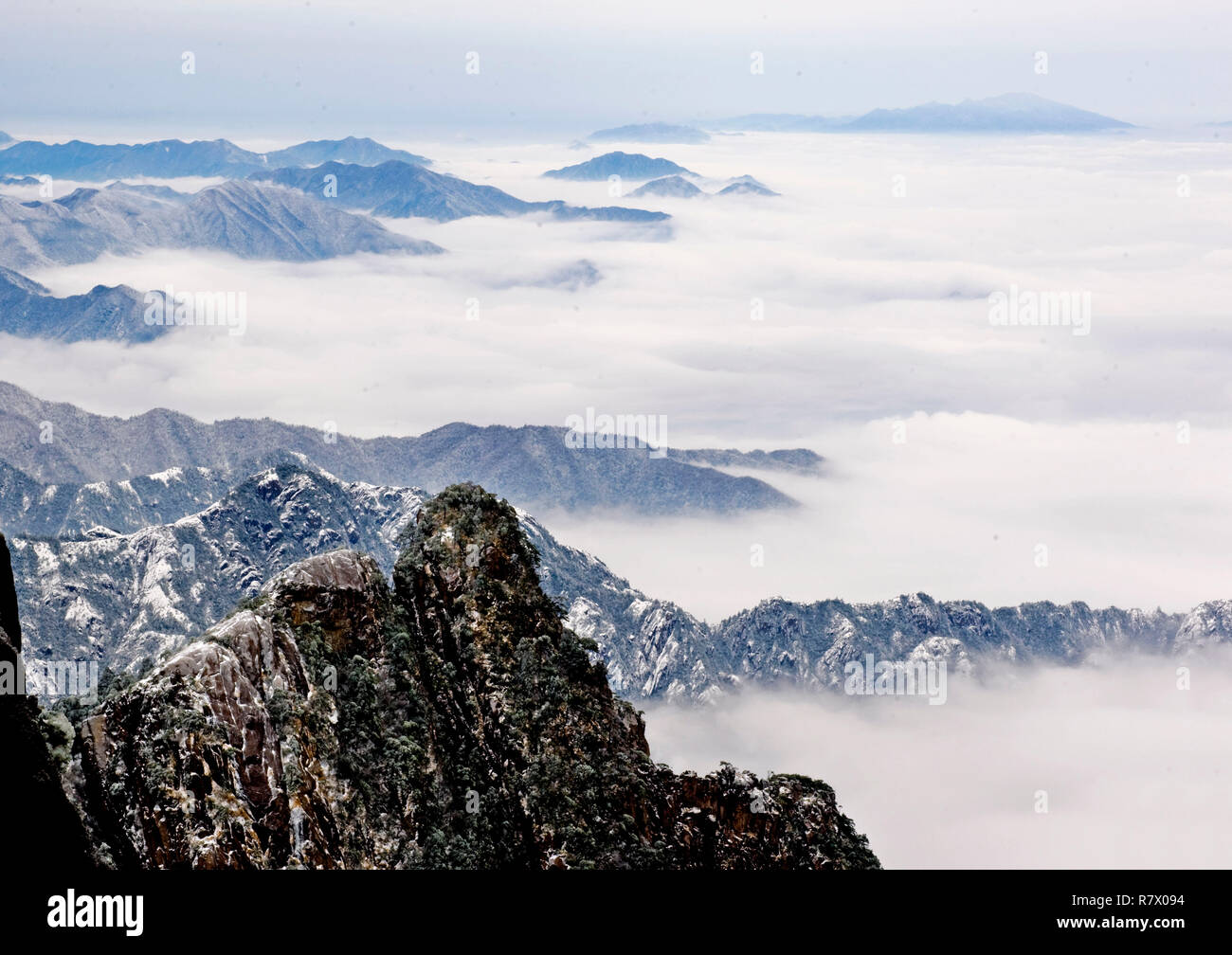 Huangshan. 12th Dec, 2018. Photo taken on Dec. 12, 2018 shows the Huangshan Mountain Scenic Area ...