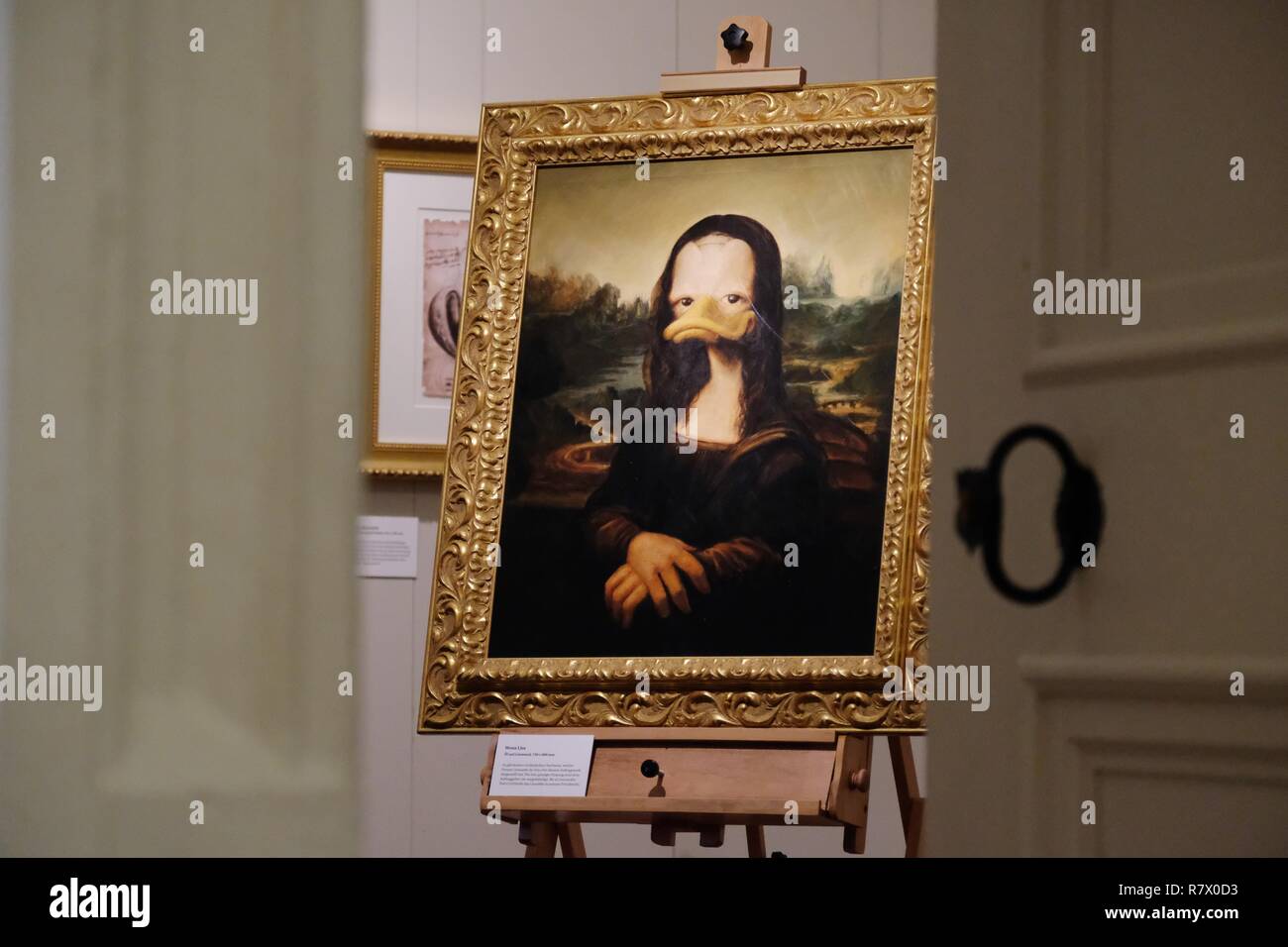 Augustusburg, Germany. 12th Dec, 2018. The Mona Lisa in duck form is on ...