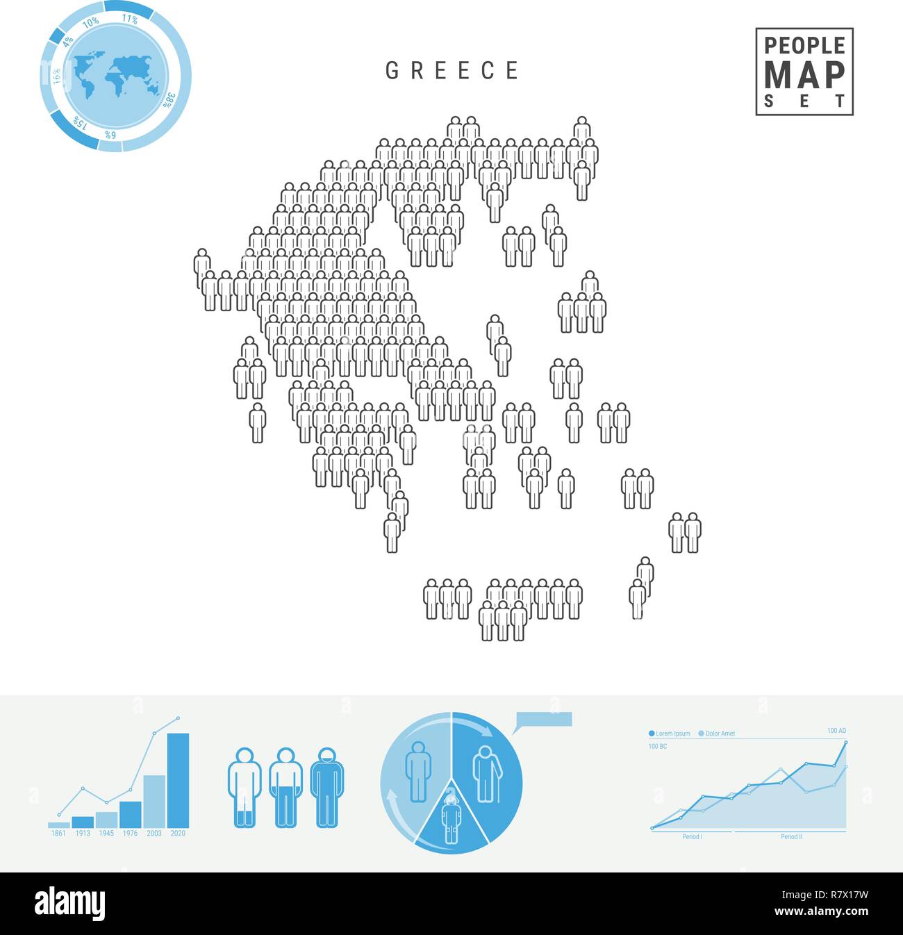 Greece People Icon Map. Stylized Vector Silhouette of Greece ...