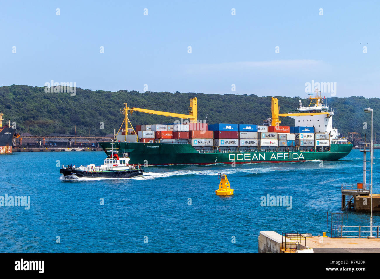 Container ship leaving Durban Harbour Stock Photo - Alamy