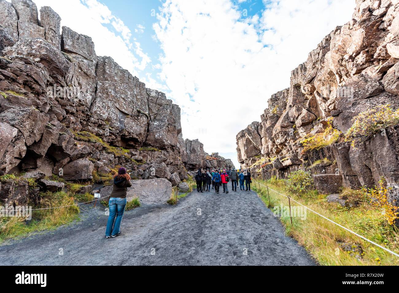 Thingvellir, Iceland - September 20, 2018: National Park canyon ...