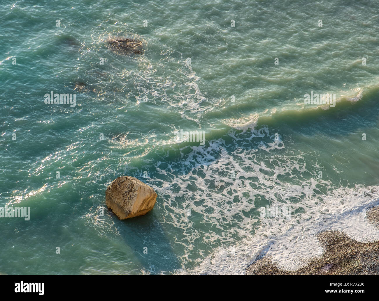 Bird's eye view of Petra tou Romiou rocks on a beautiful afternoon ...