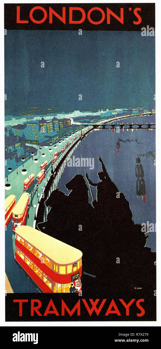 Take The Tram London - Vintage Travel Poster Stock Photo - Alamy
