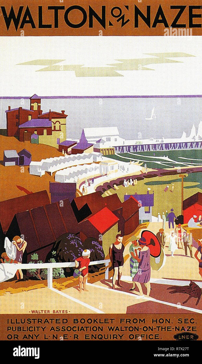 The Waltons Visit The Nazes - Vintage Travel Poster Stock Photo - Alamy
