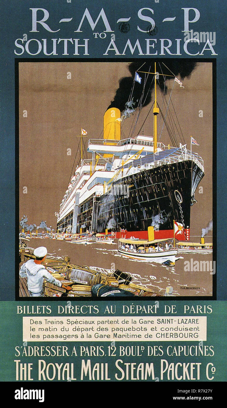 R.M.S.P - Vintage Travel Poster Stock Photo - Alamy