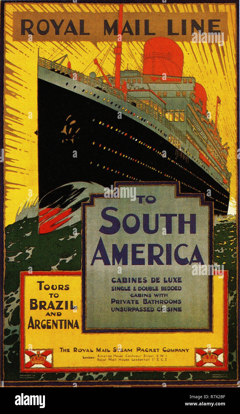 Royal Mail Line South America - Vintage Travel Poster Stock Photo - Alamy