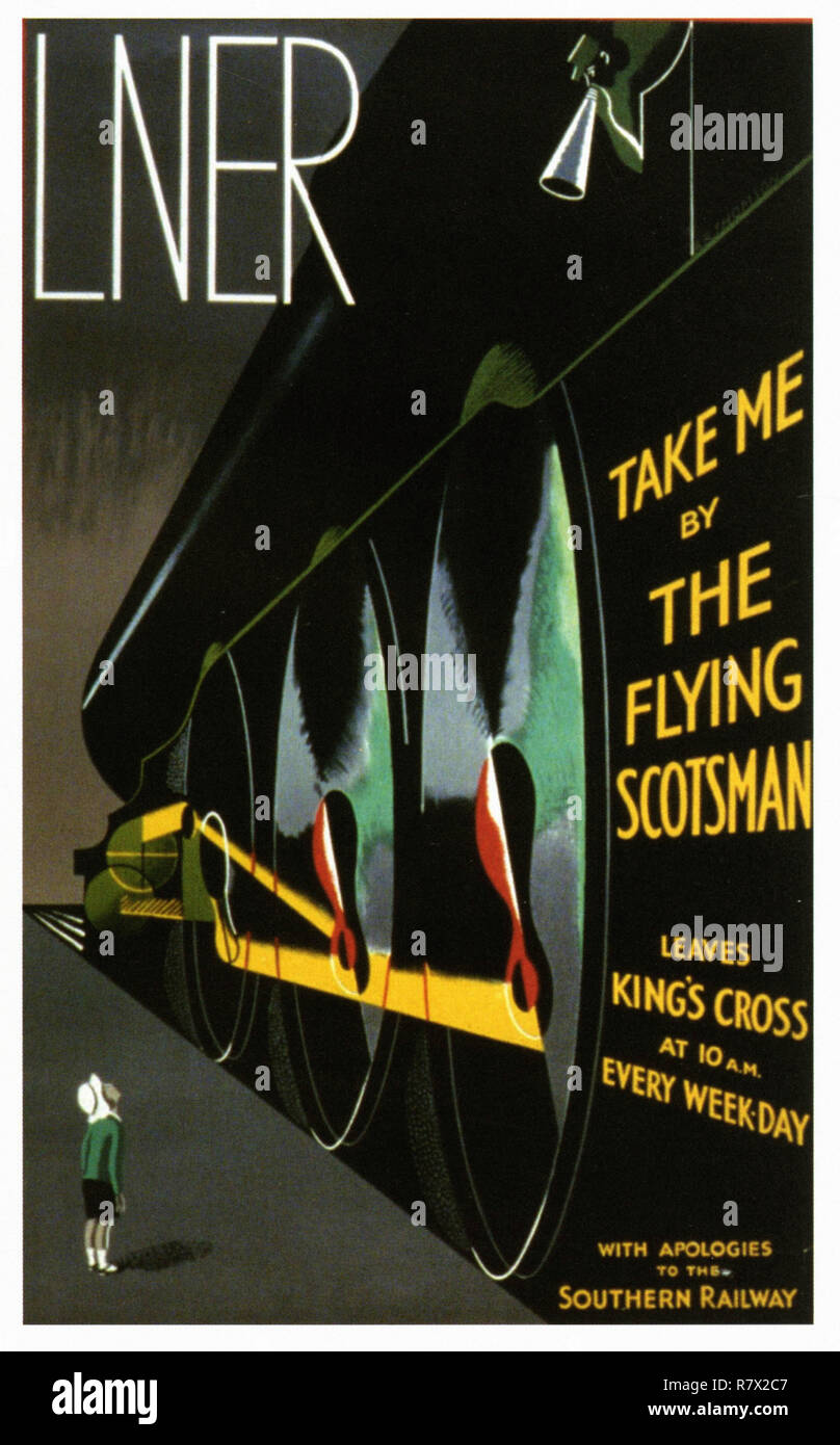 The Flying Scotsman L.N.E.R - Vintage Travel Poster Stock Photo - Alamy