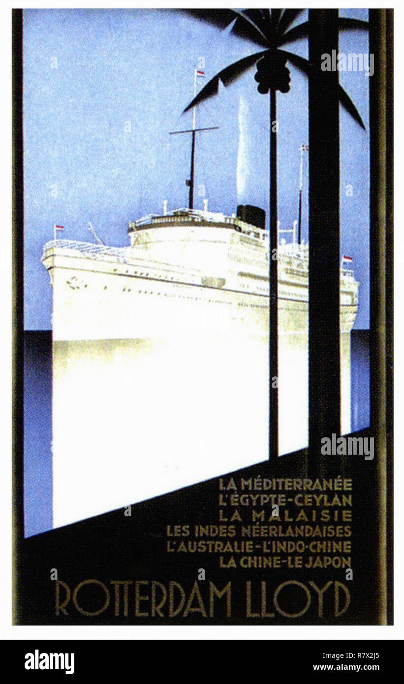 The Royal Mails Rotterdam Lloyd - Vintage Travel Poster Stock Photo - Alamy