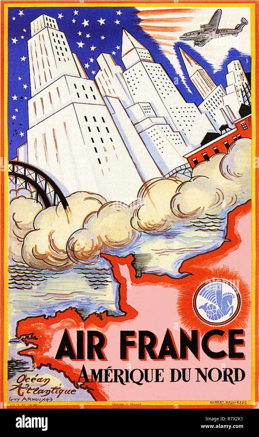 Air France Amerique Du Nord - Vintage Travel Poster Stock Photo - Alamy