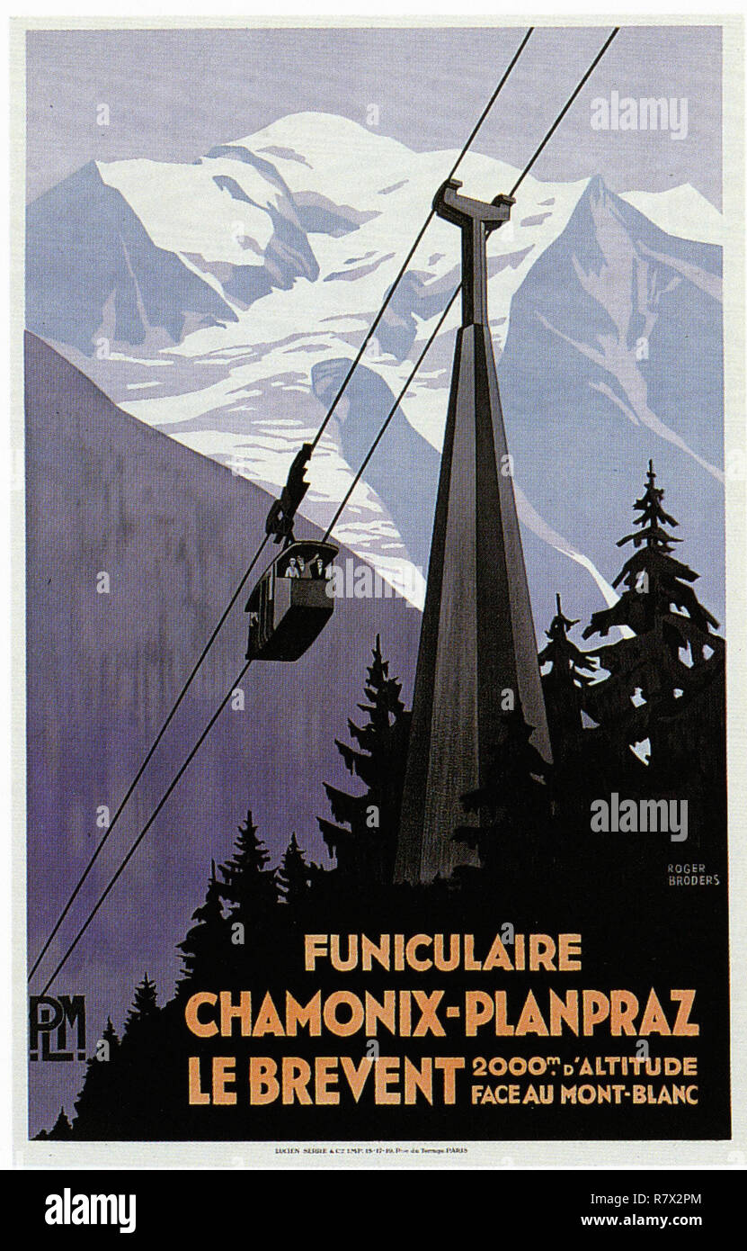 Funiculaire Chamonix - Vintage Travel Poster Stock Photo - Alamy