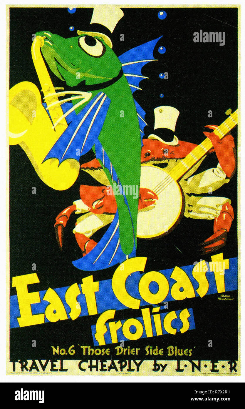 East Coast Frolic L.N.E.R 2 - Vintage Travel Poster Stock Photo - Alamy