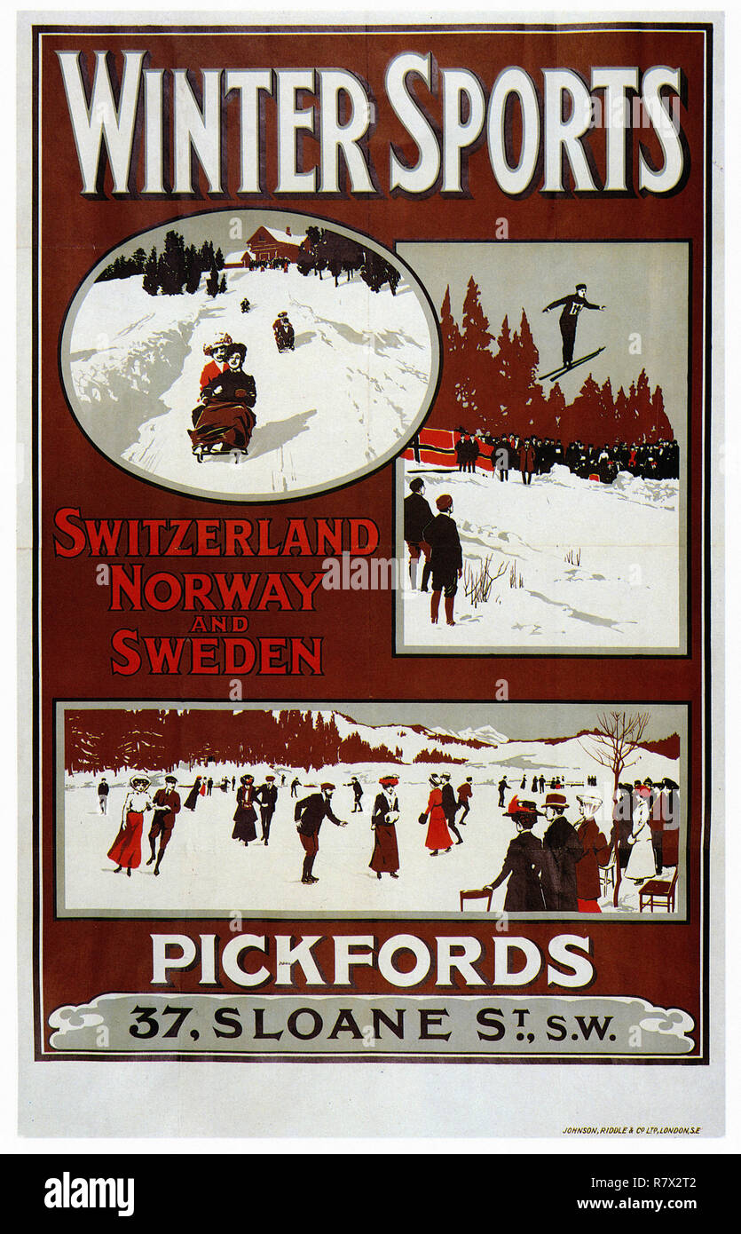 Pickfords Travel Agency - Vintage Travel Poster Stock Photo - Alamy