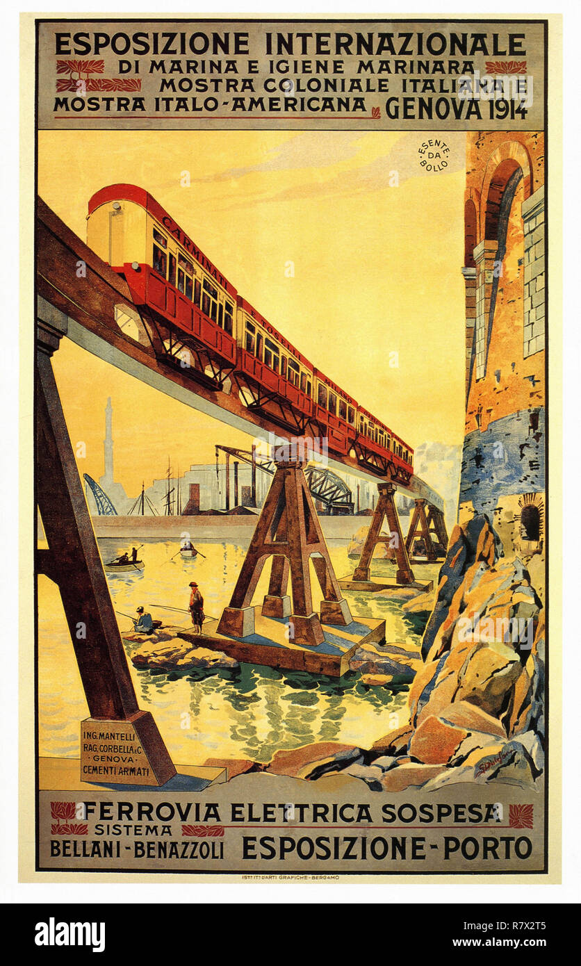 International Expo Genova - Vintage Travel Poster Stock Photo - Alamy