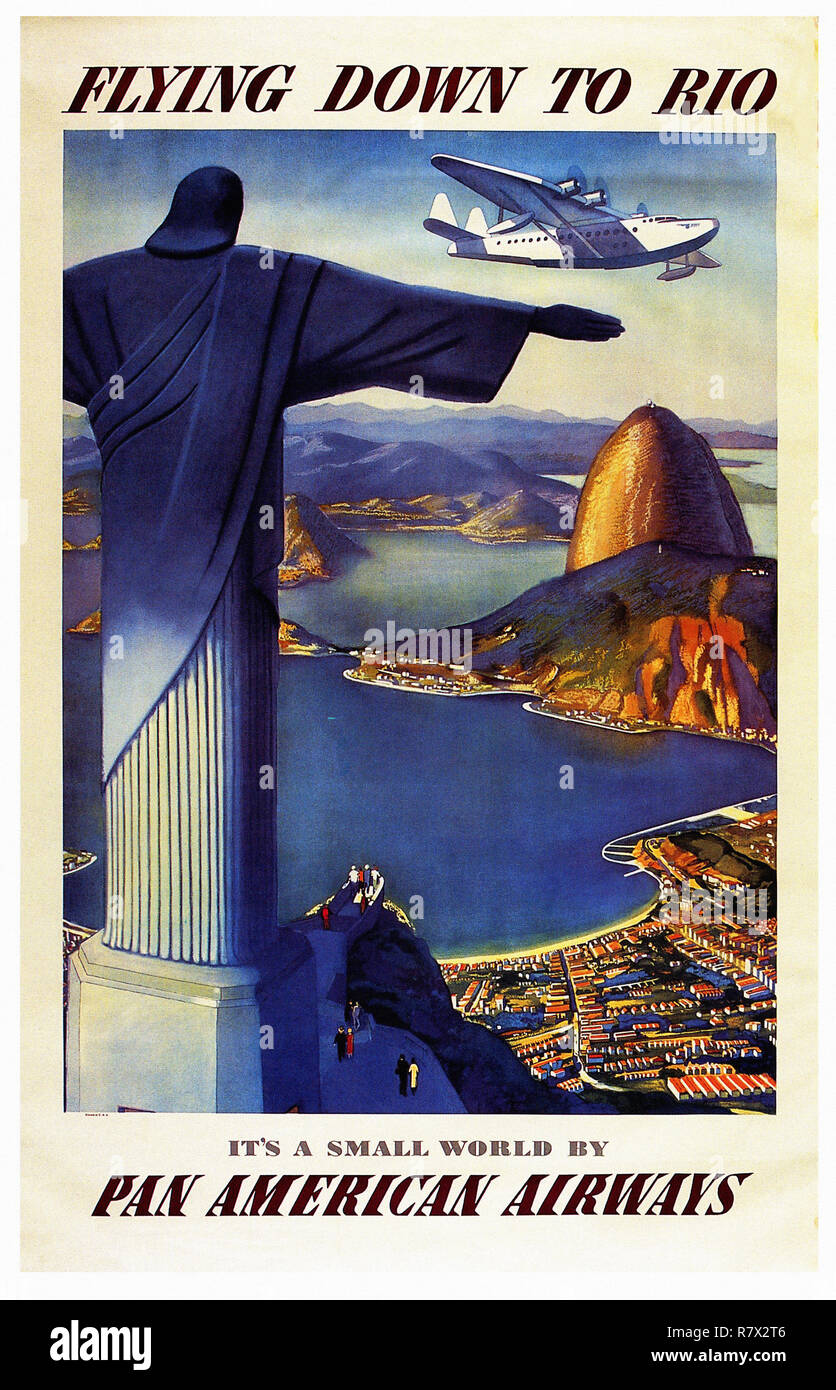 Flying Down to Rio Pan American - Vintage Travel Poster Stock Photo - Alamy