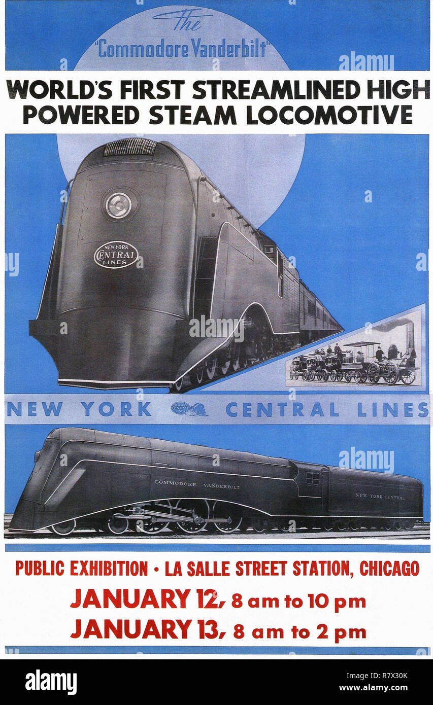 New York Central Lines The Colonel Vanderbilt - Vintage Travel Poster ...