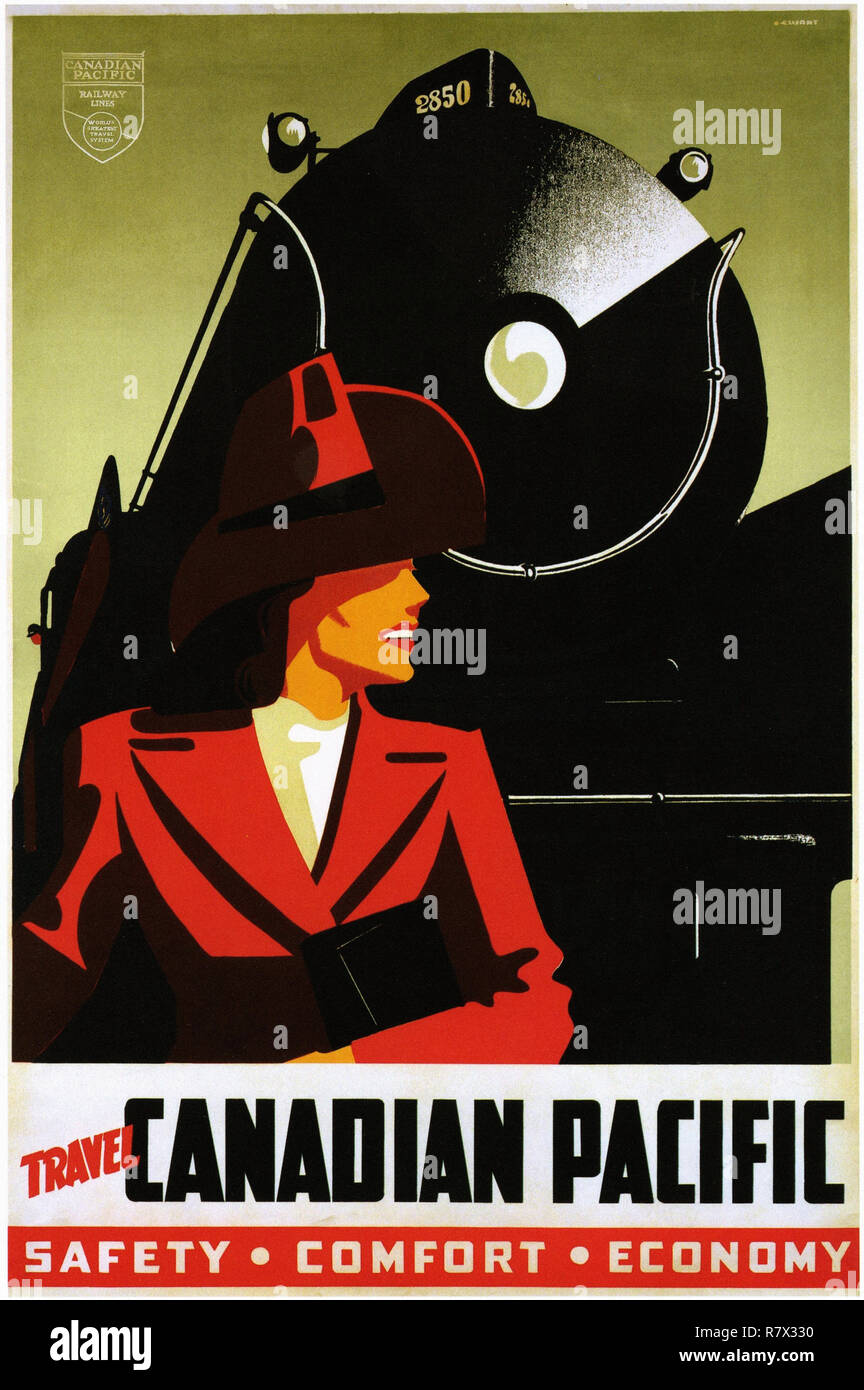 Canadian Pacific Train - Vintage Travel Poster Stock Photo - Alamy