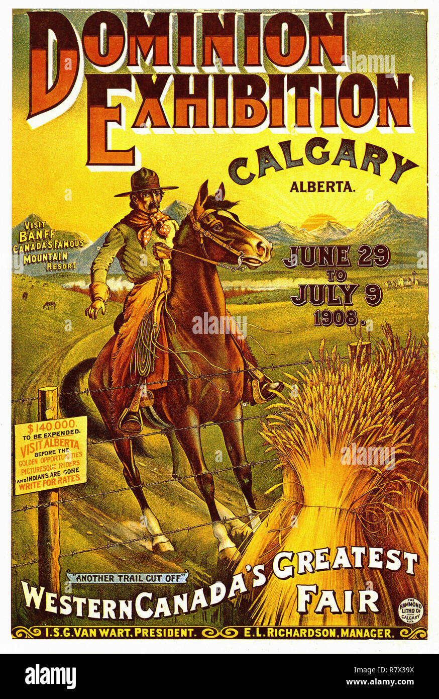 The Dominion Exhibition 1908 - Vintage Travel Poster Stock Photo - Alamy