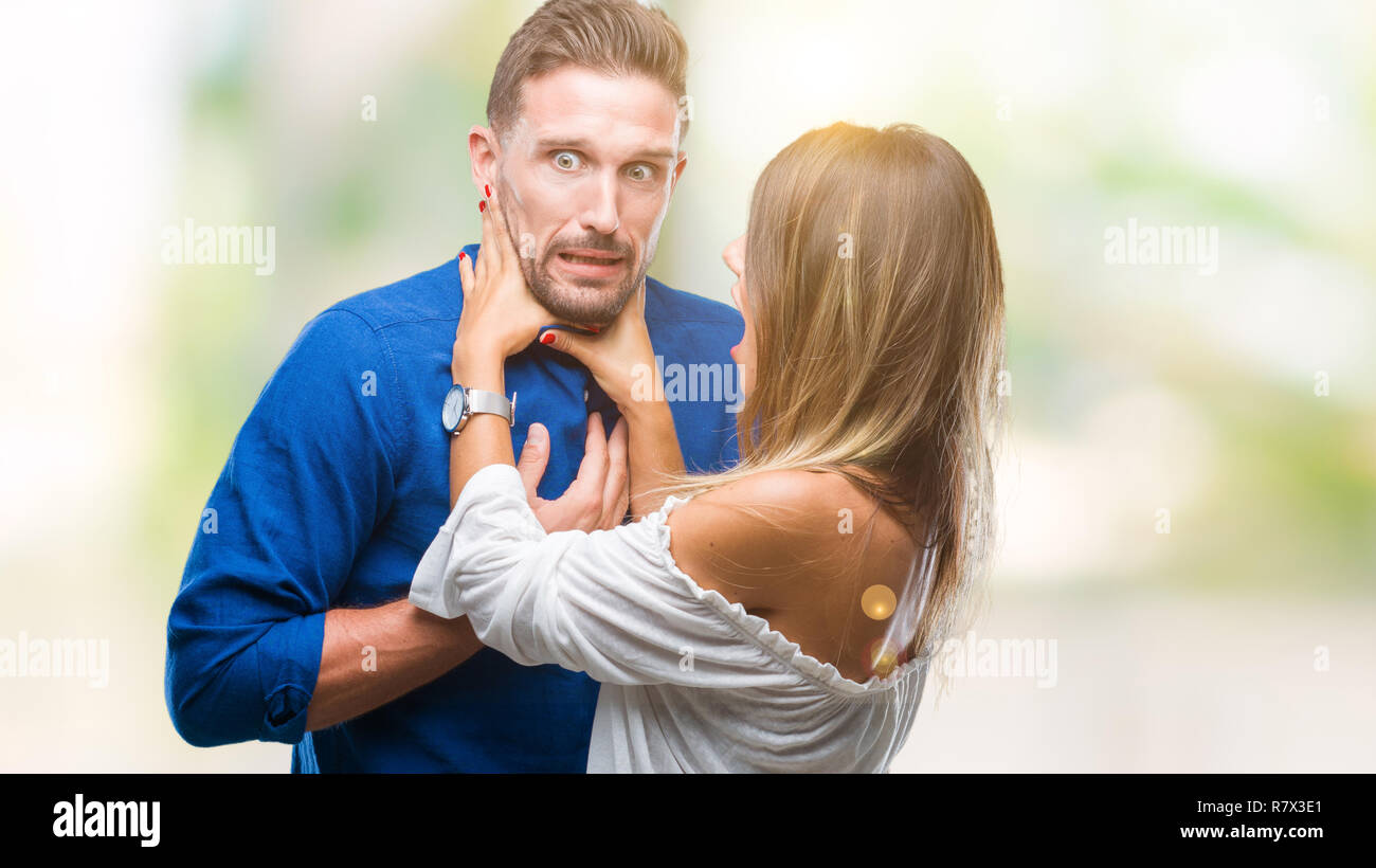 Woman choking man hi-res stock photography and images - Alamy