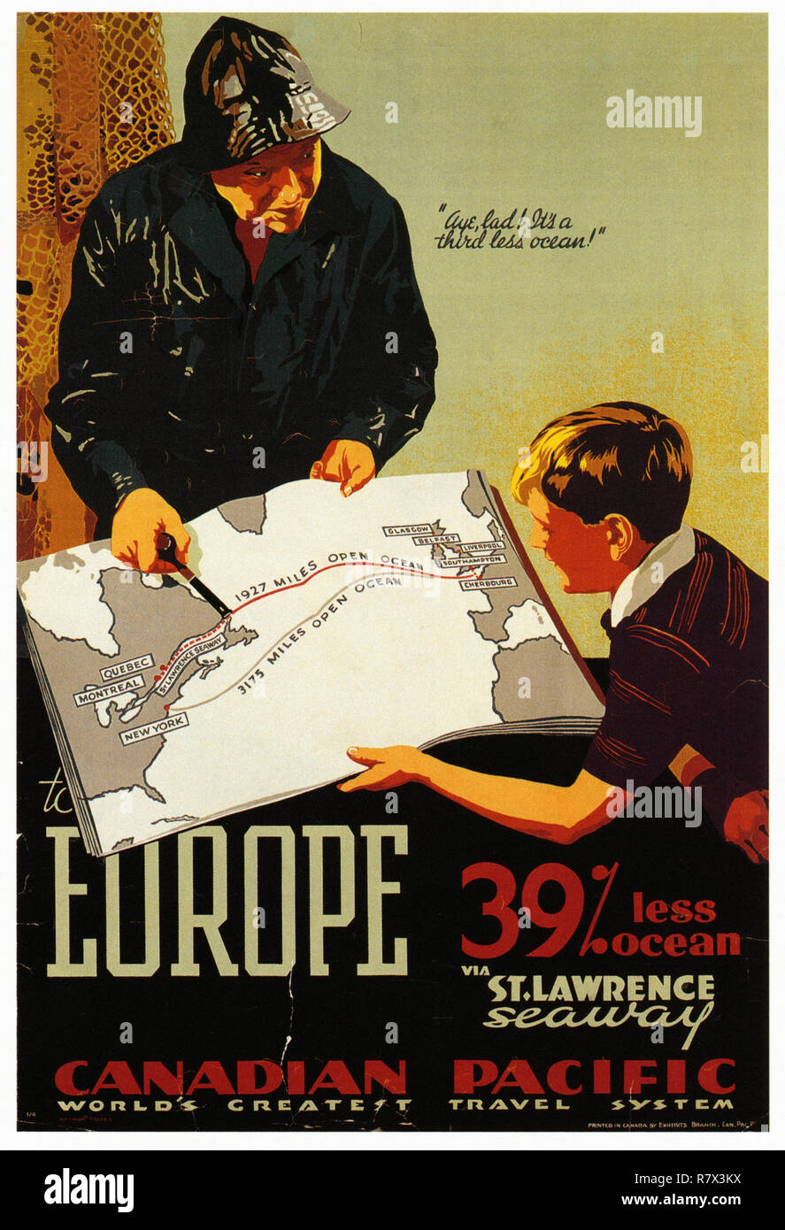 Canadian Pacific Aye Lad Its A Third Less Ocean - Vintage Travel Poster ...