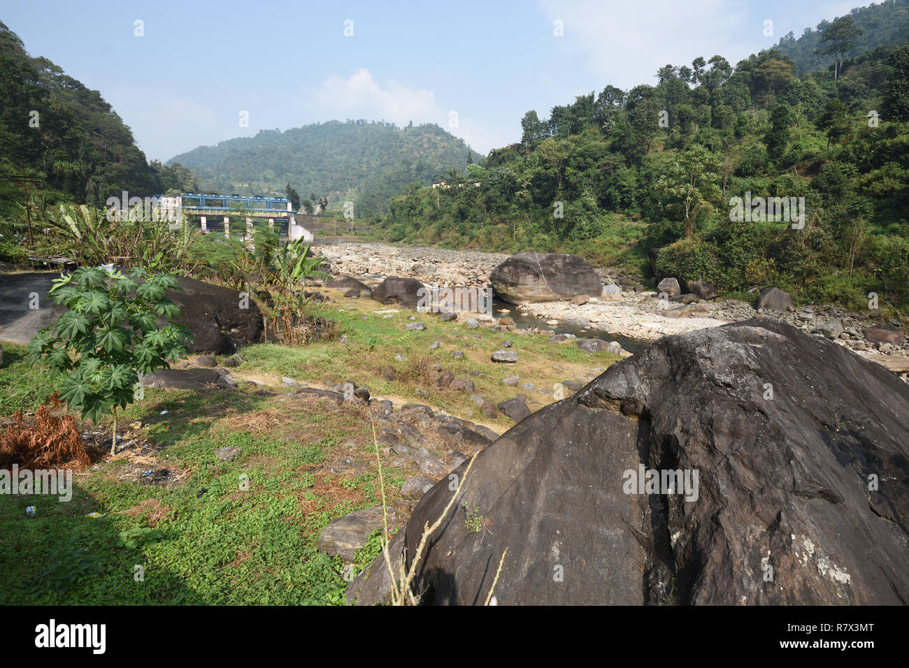 Bindu Barrage across river Jaldhaka at India-Bhutan border in ...