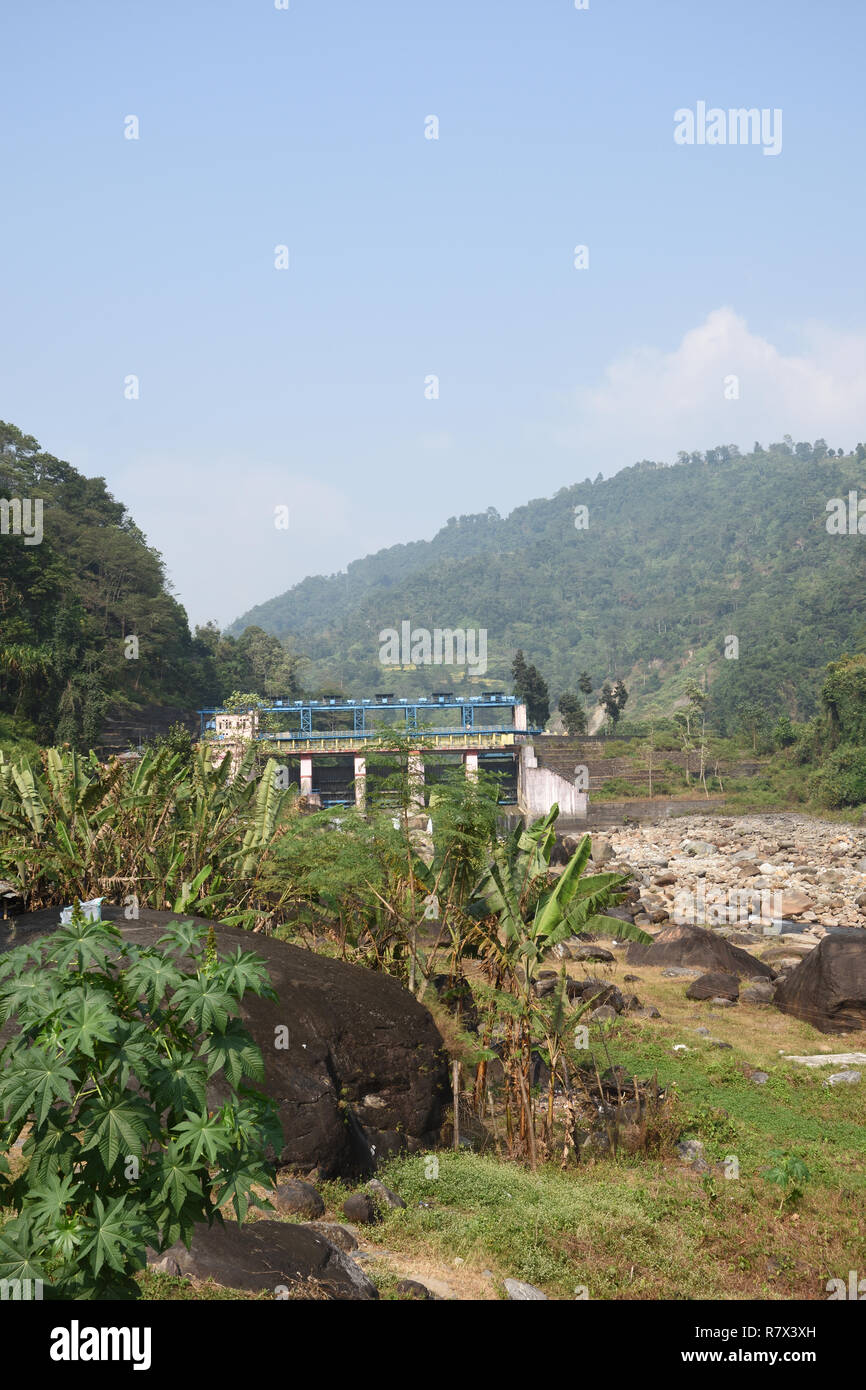Bindu Barrage across river Jaldhaka at India-Bhutan border in ...
