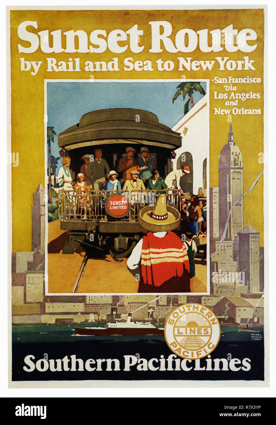 Southern Pacific Lines - Vintage Travel Poster Stock Photo - Alamy