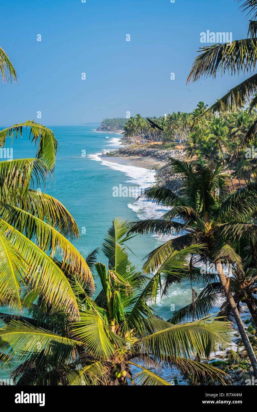 India, state of Kerala, Varkala, state of Kerala, Varkala, view from ...