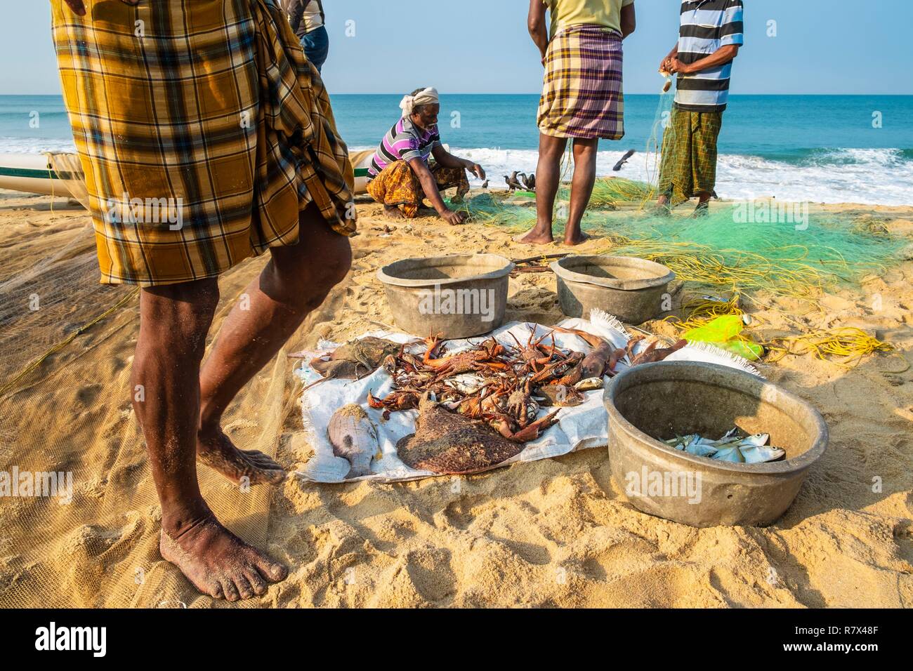 India, state of Kerala, Varkala, Papanasam Beach or Varkala Beach at ...