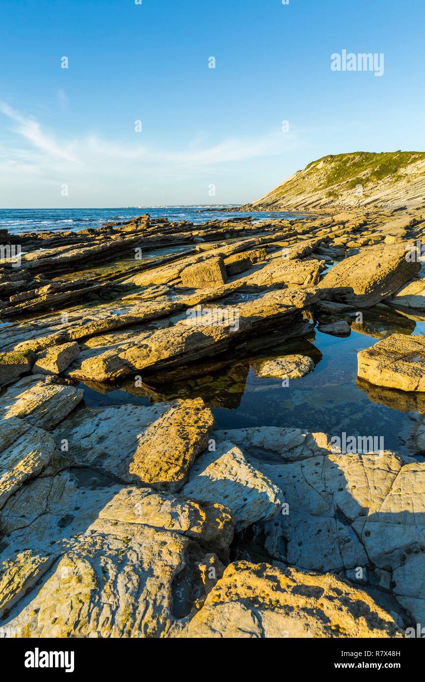 France, Pyrenees Atlantique, Pays Basque, Urrugne, the cliffs of Flysch ...