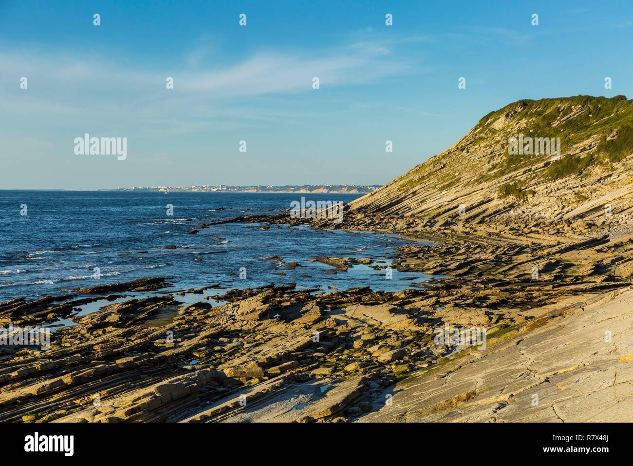 France, Pyrenees Atlantique, Pays Basque, Urrugne, the cliffs of Flysch ...