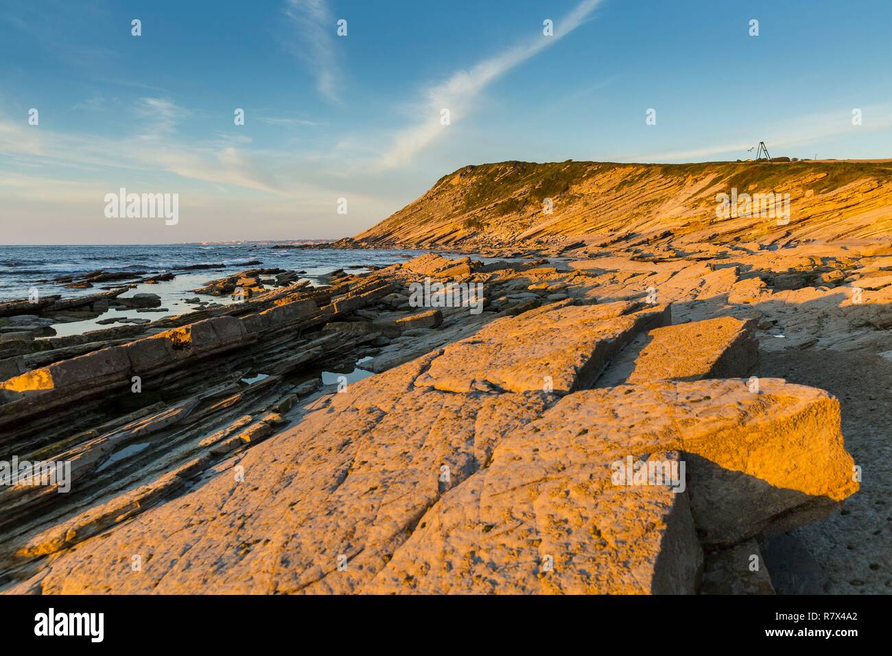 France, Pyrenees Atlantique, Pays Basque, Urrugne, the cliffs of Flysch ...