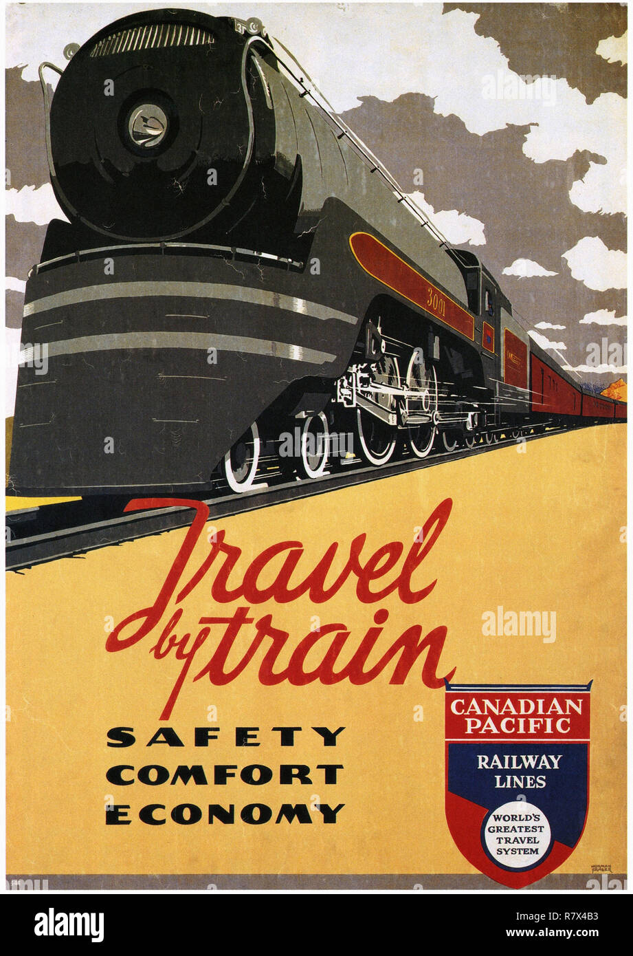 Canadian Pacific Safety Comfort Economy - Vintage Travel Poster Stock ...