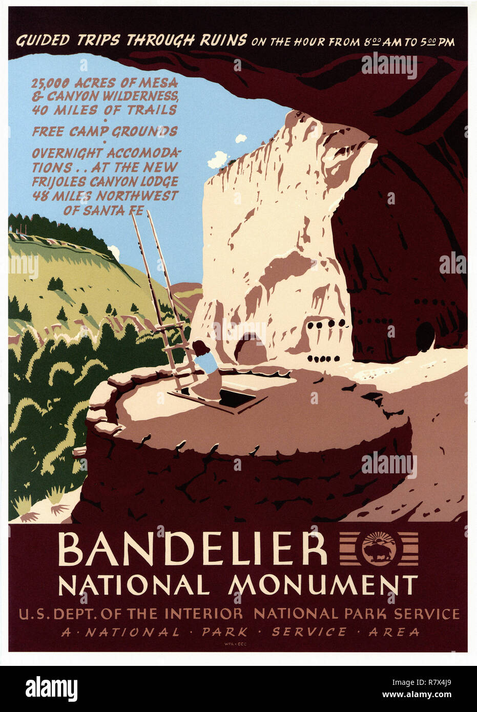 Wpa Bandelier National Monument - Vintage Travel Poster Stock Photo - Alamy