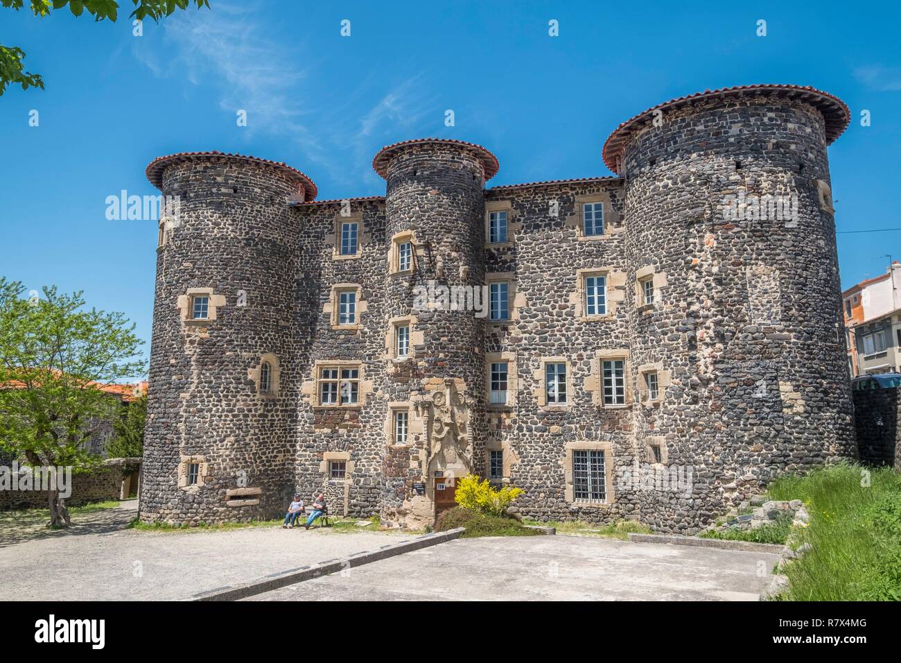 France, Haute Loire, Le Monastier sur Gazeille, the castle, village on ...