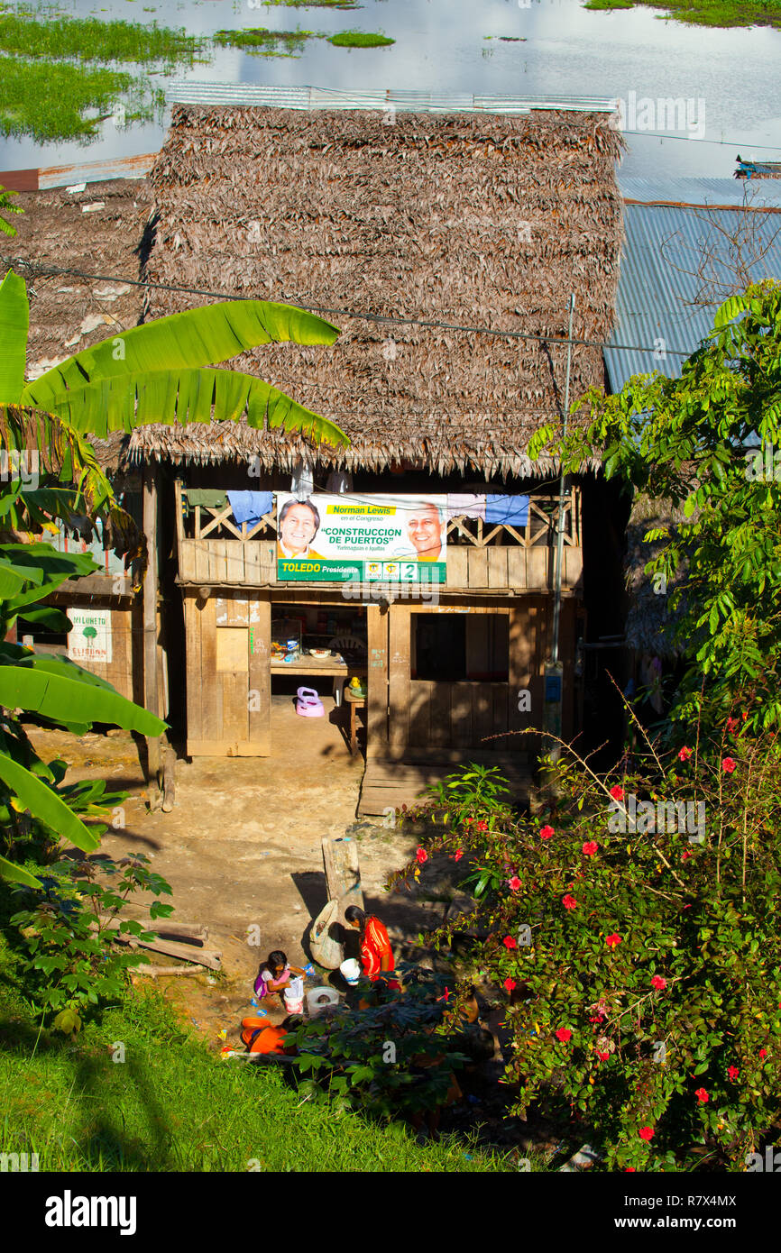 Belen ,a poor village in the beginning of Amazon river in Peru Stock ...